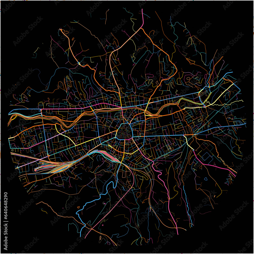 Colorful Map of Brive-la-Gaillarde, Corrèze with all major and minor ...