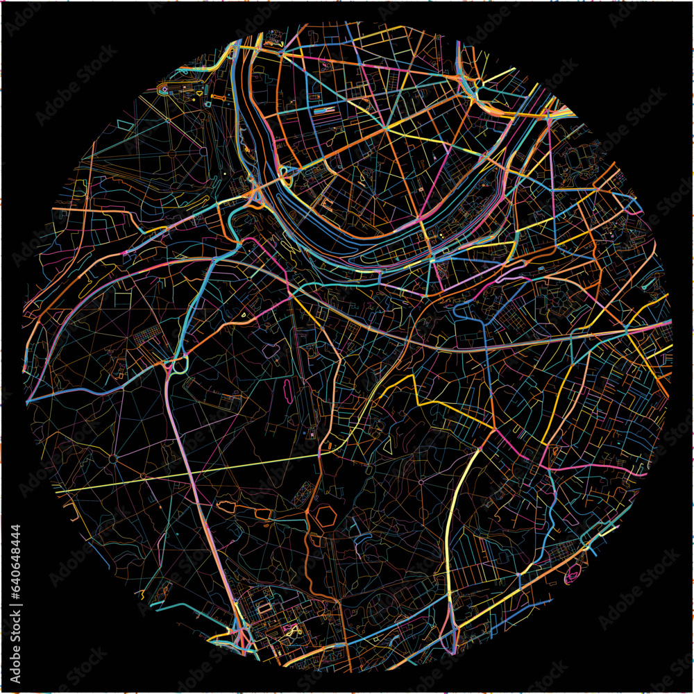 Colorful Map of Meudon, Hauts-de-Seine with all major and minor roads ...