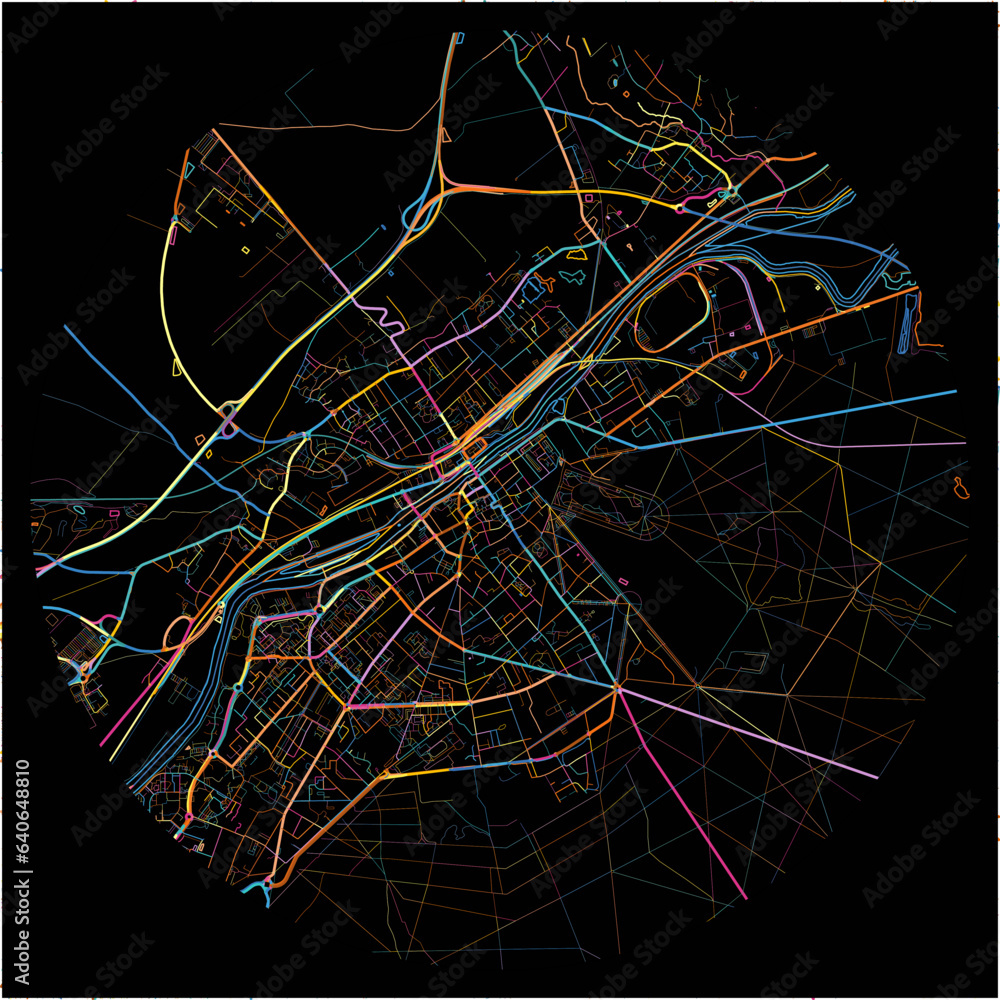 Colorful Map of Compiegne, Oise with all major and minor roads. vector ...