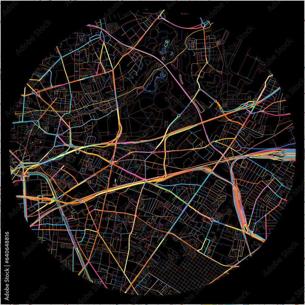 Colorful Map of LaCourneuve, Seine-Saint-Denis with all major and minor ...
