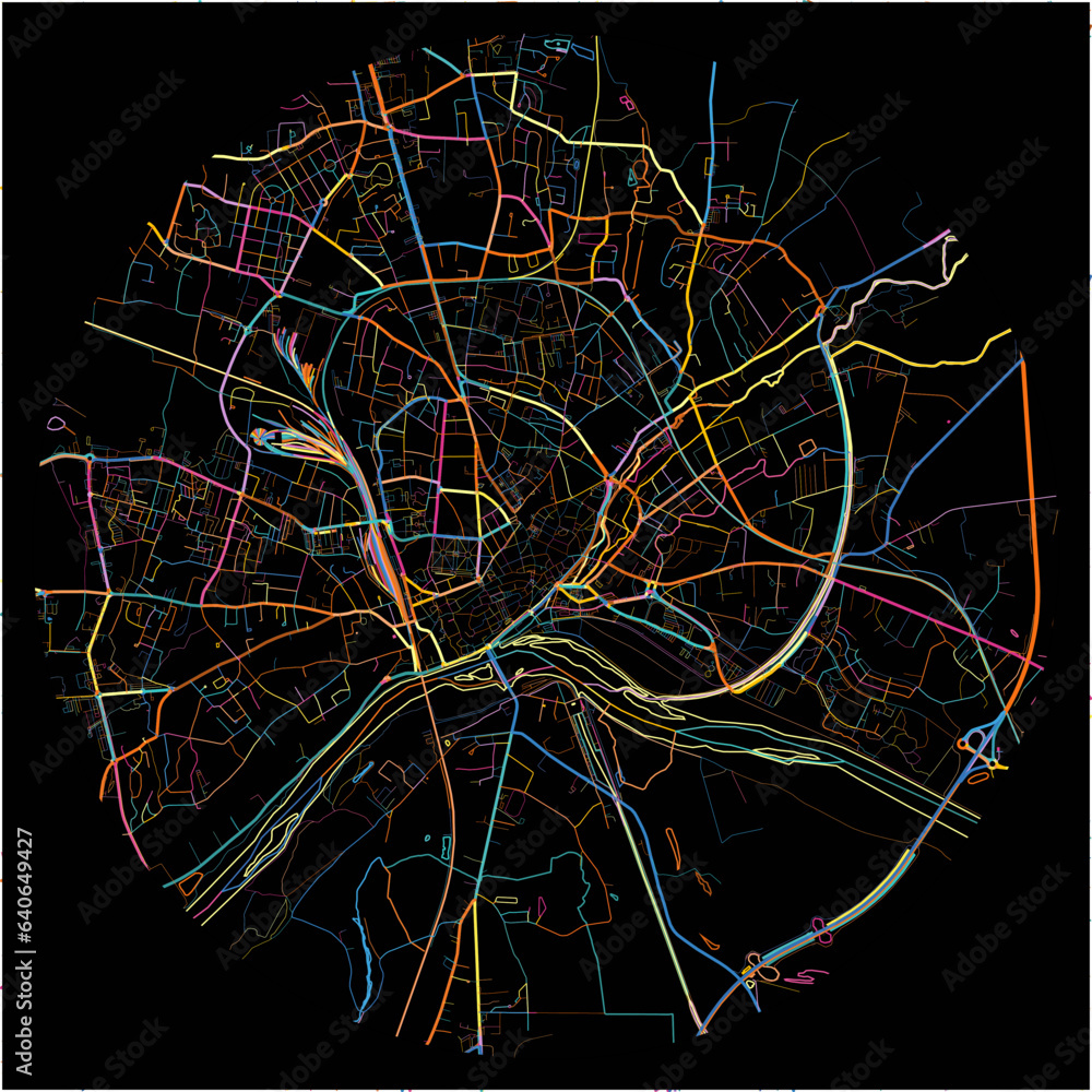 Colorful Map of Nevers, Nièvre with all major and minor roads. Stock ...