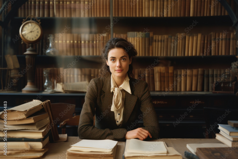 middle aged female university professor/teacher/dean in academic ...