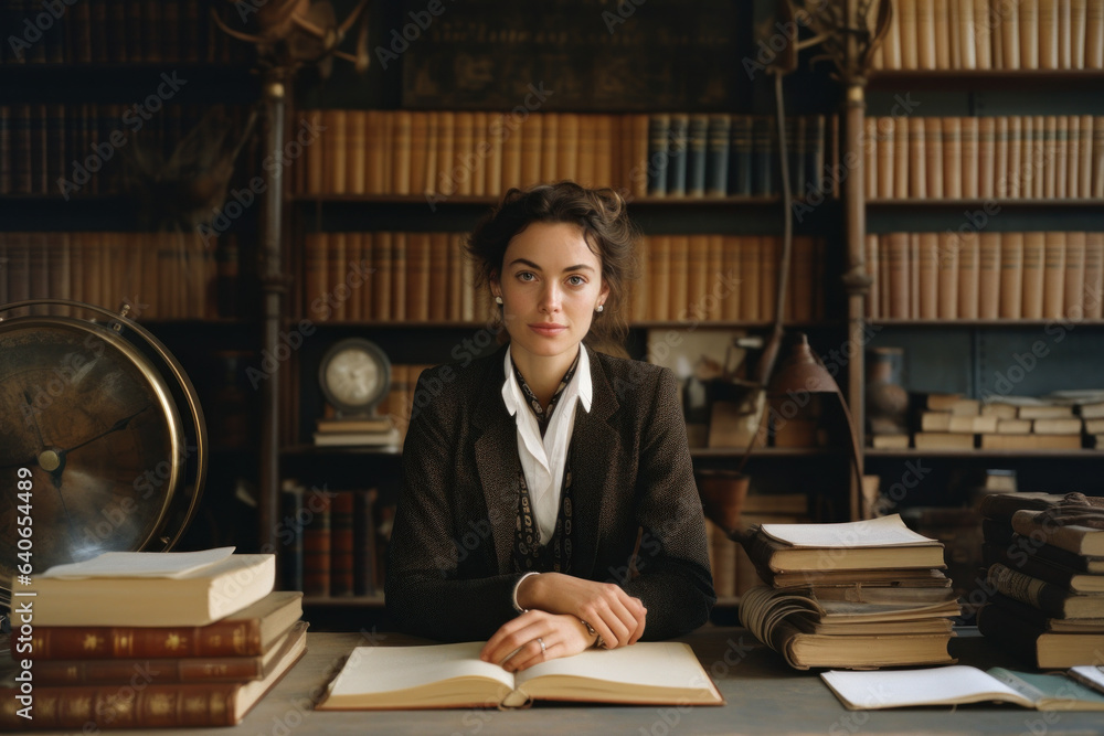 middle aged female university professor/teacher/dean in academic ...