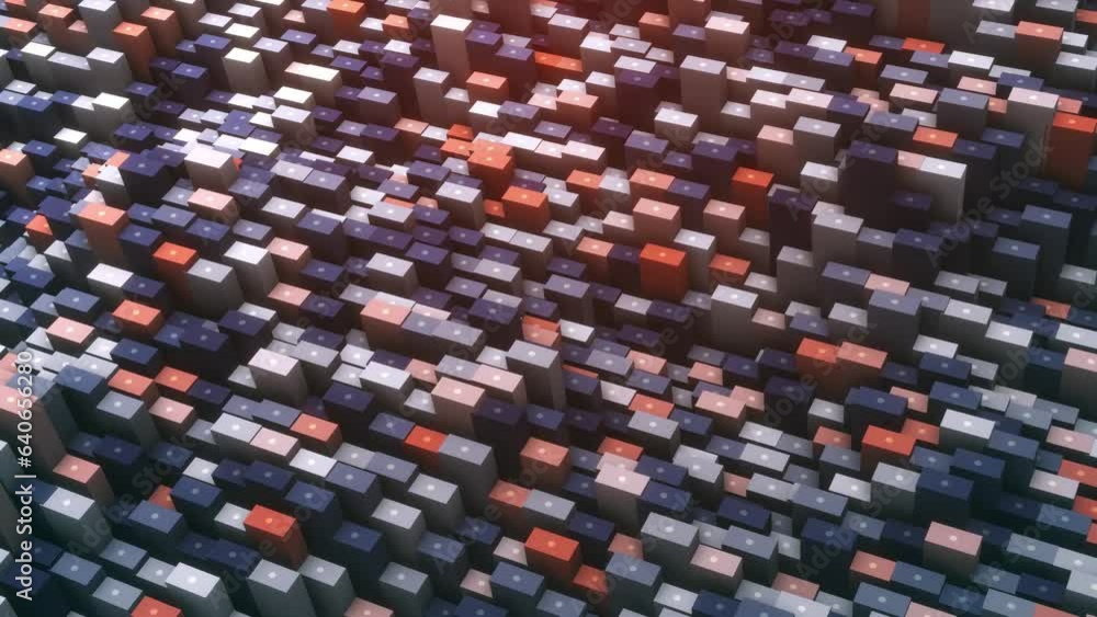 3d Cube Wave Animation. Abstract Animation Of 3d Bricks Wall Wave Moving. Block, Loop Animation ...