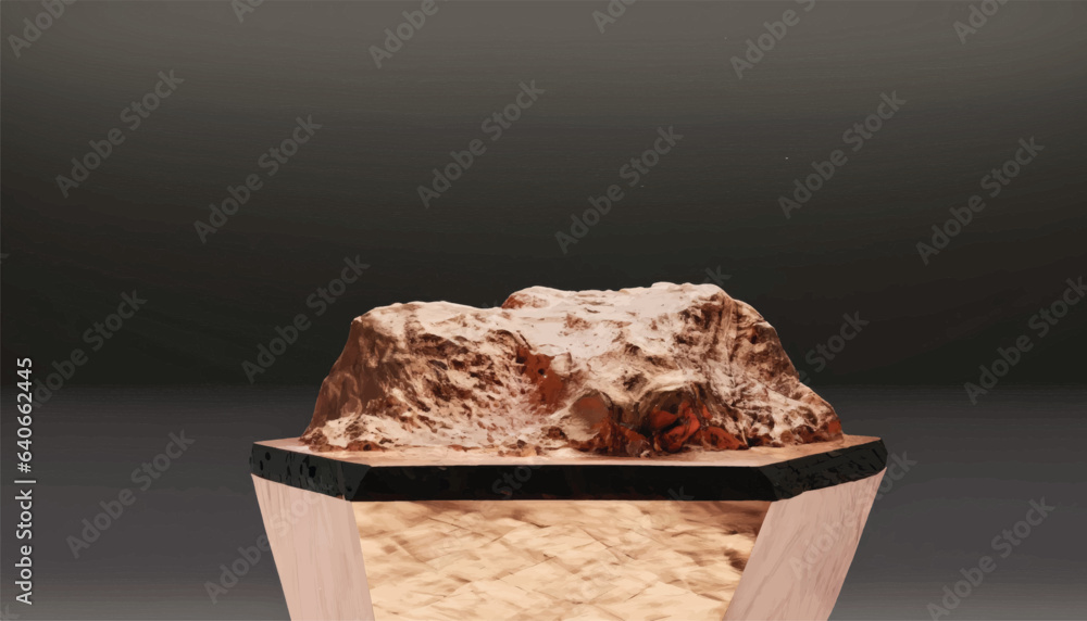Mars rock group copper and black arid platform podium surface texture ...