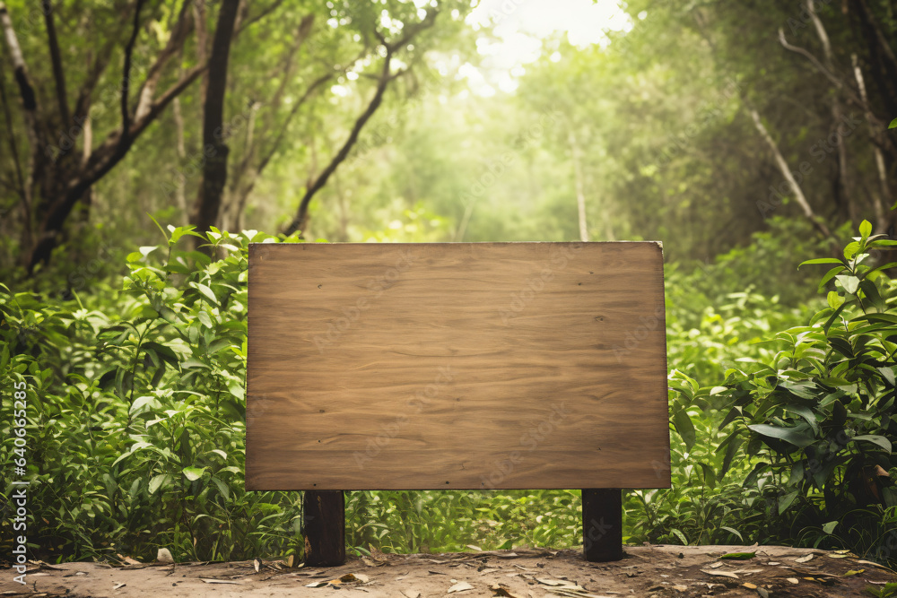 Empty wooden signboard, save environment concept, nature background ...