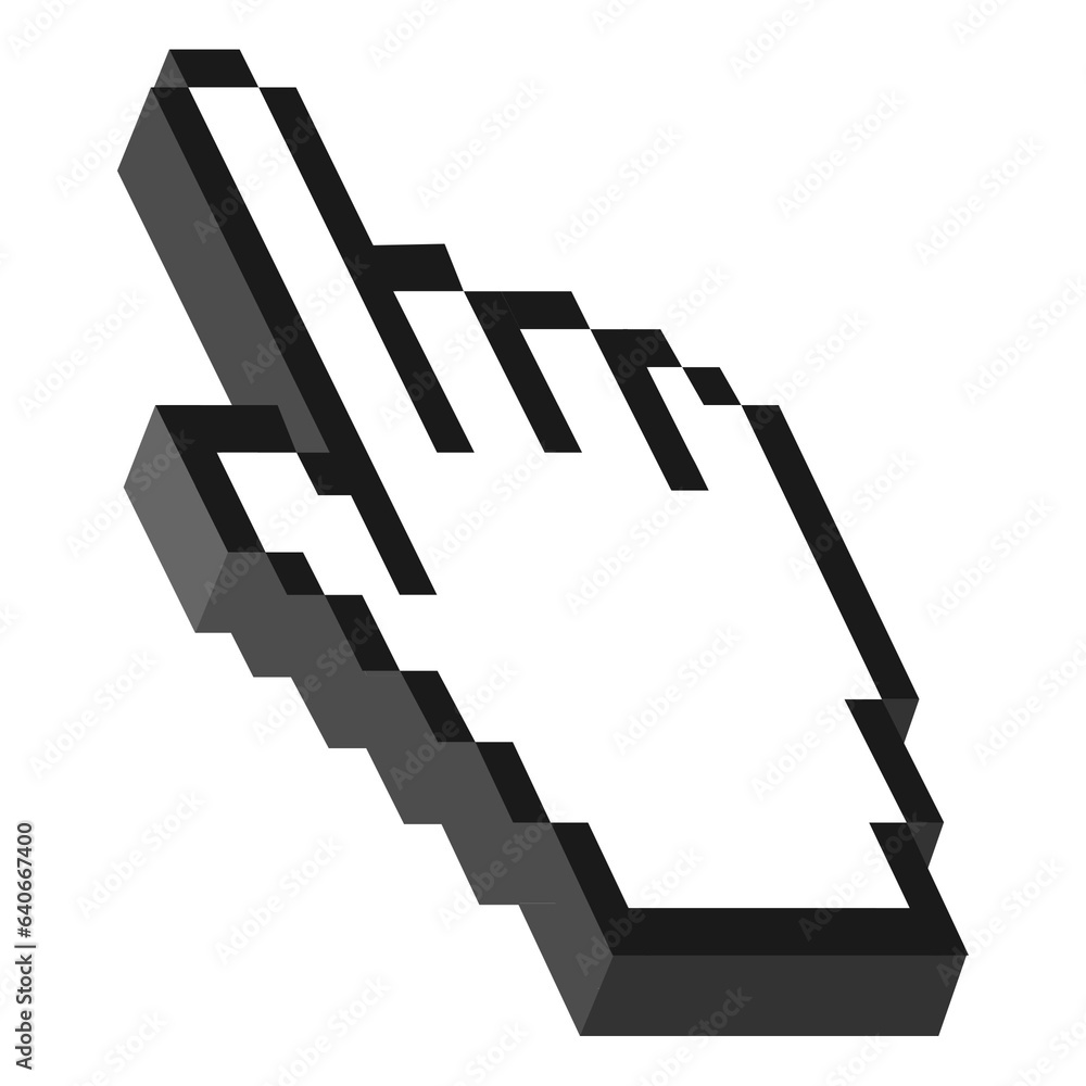 Digital png illustration of pixelated hand cursor on transparent ...