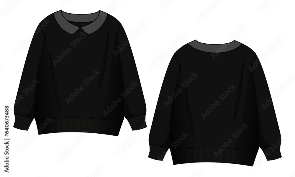 Long Sleeve sweatshirt technical drawing fashion flat sketch vector ...