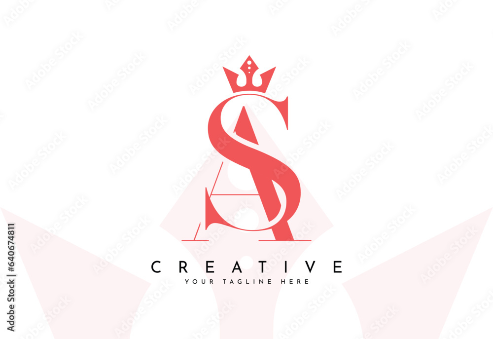 AS initial logo letter S A with crown vector symbol Stock Vector ...