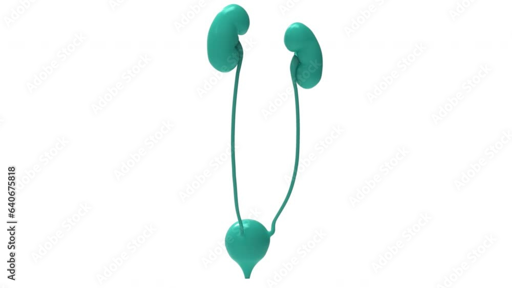 Human Urinary System Kidneys with Bladder Anatomy Animation Concept ...