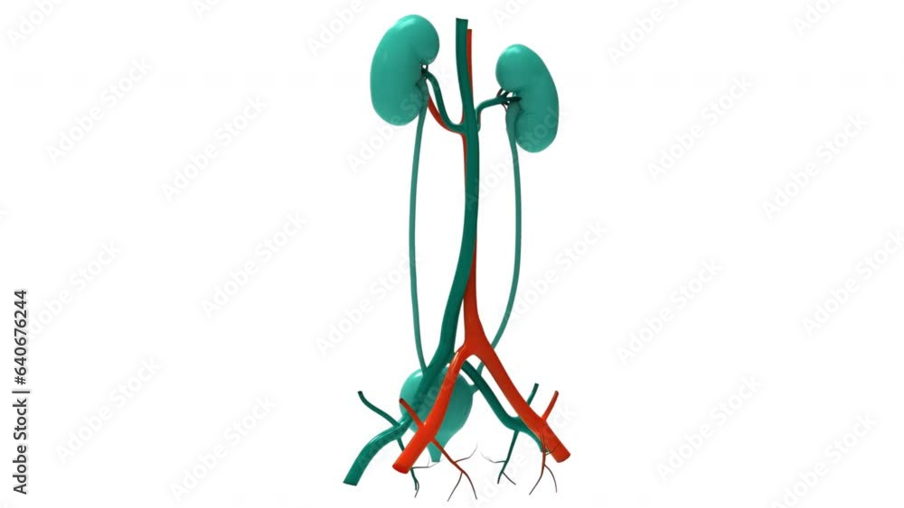 Human Urinary System Kidneys with Bladder Anatomy Animation Concept ...