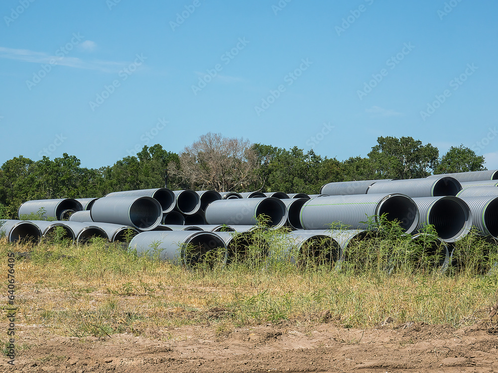 Uniform lengths of large pipes for an underground system for sewage ...
