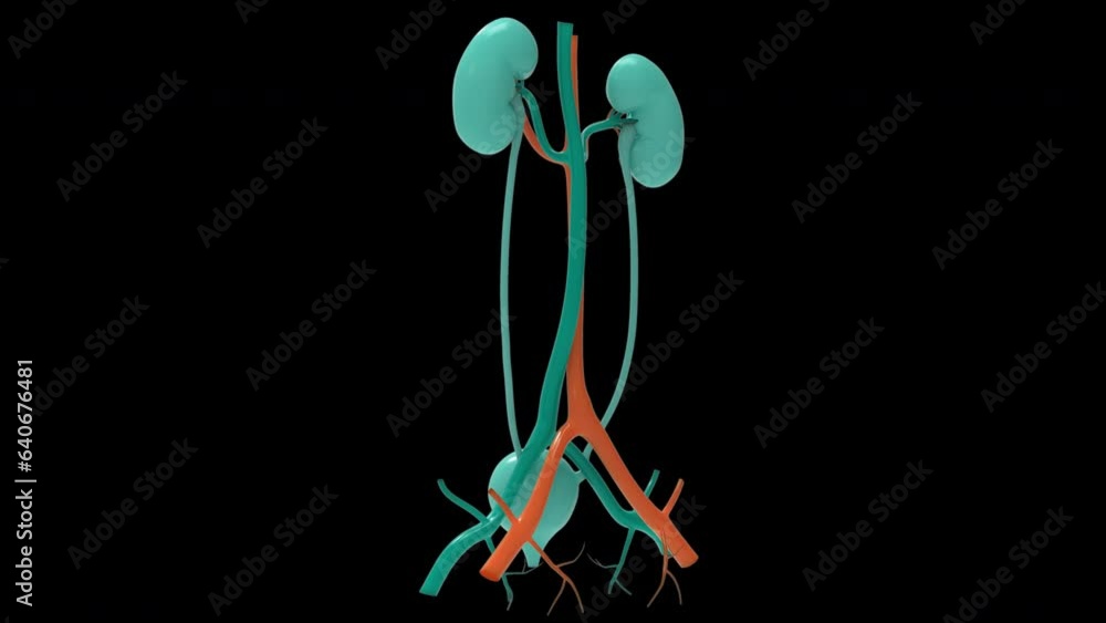 Human Urinary System Kidneys with Bladder Anatomy Animation Concept ...
