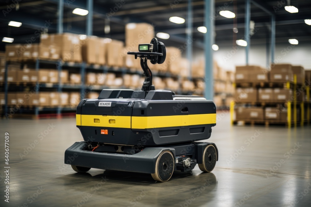 AGV (Automated guided vehicle) in warehouse logistic and transport ...