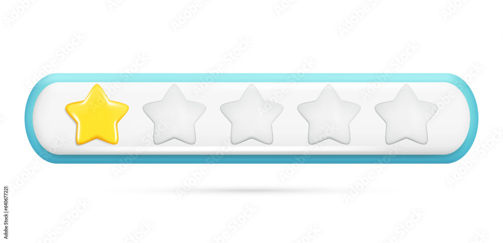 Realistic 3d rating feedback with 1 golden star and deepening of four ...