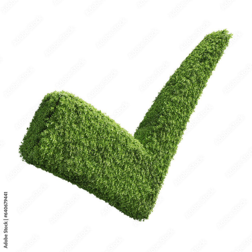 green grass leaves nature paste tick check mark sign symbol isolated on ...