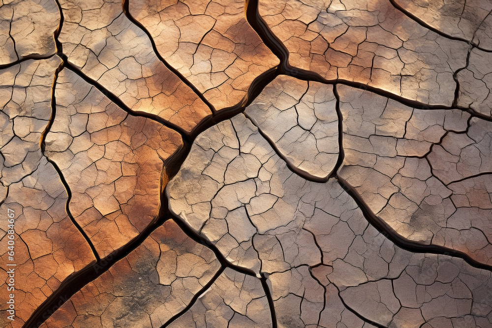 Surface displaying cracking and rupture pattern in neutral colors ...