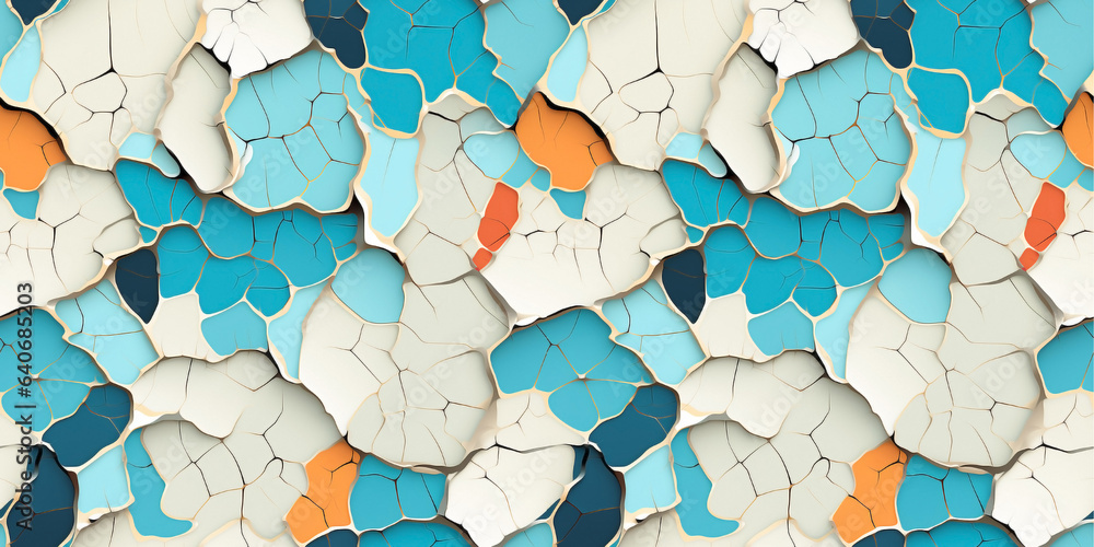 Seamless surface displaying cracking and rupture pattern in blue ...