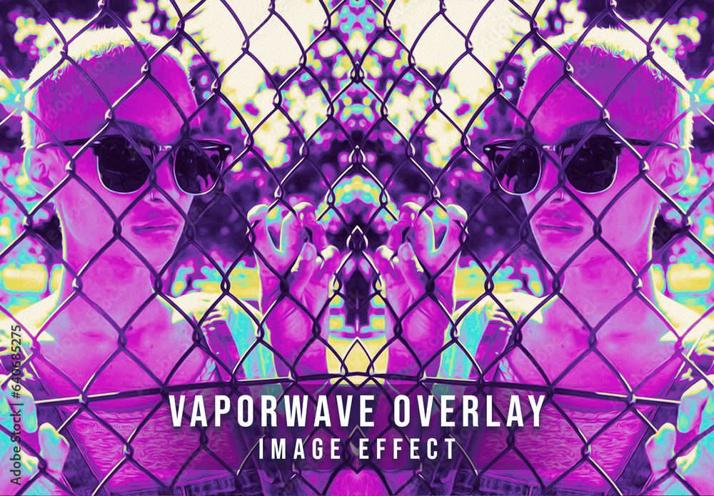 Vaporwave Image Effect Stock Template | Adobe Stock