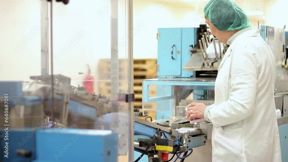 Pharmaceutical Female Production Line Worker Controls the Capsule ...