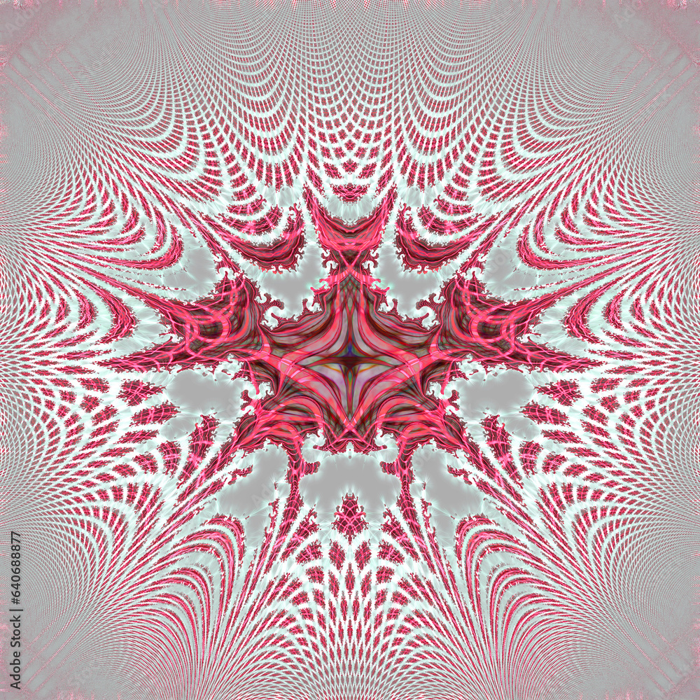 exploding bright and pale pinky red design on a grey background with ...