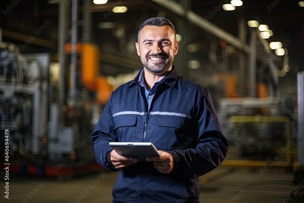 portrait of professional engineer manager inspector in uniform and ...