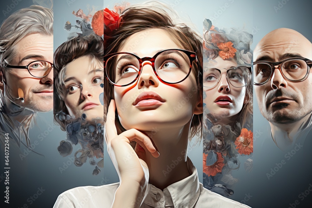 person businessman woman work adult man indecision old mind people ...