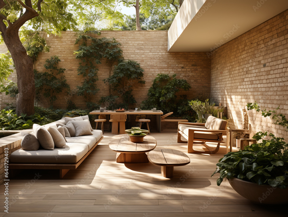 The internal courtyard of a luxury residence has an open air upper ...