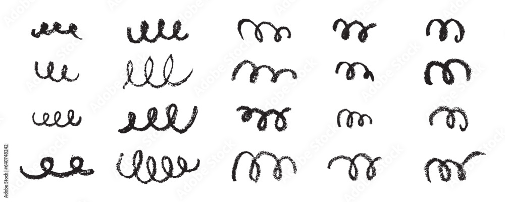 Confetti squiggle scribble set. Vector stock hand draw crayon brush ...