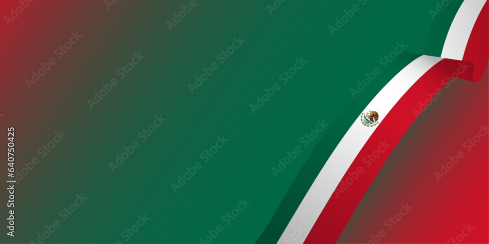 Waving Mexican Flag on gradient banner. Realistic Flag of Mexico on ...