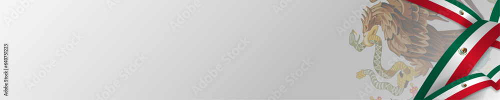 Panoramic Mexico Flag Banner with coat of arms. Realistic Mexican Flag ...