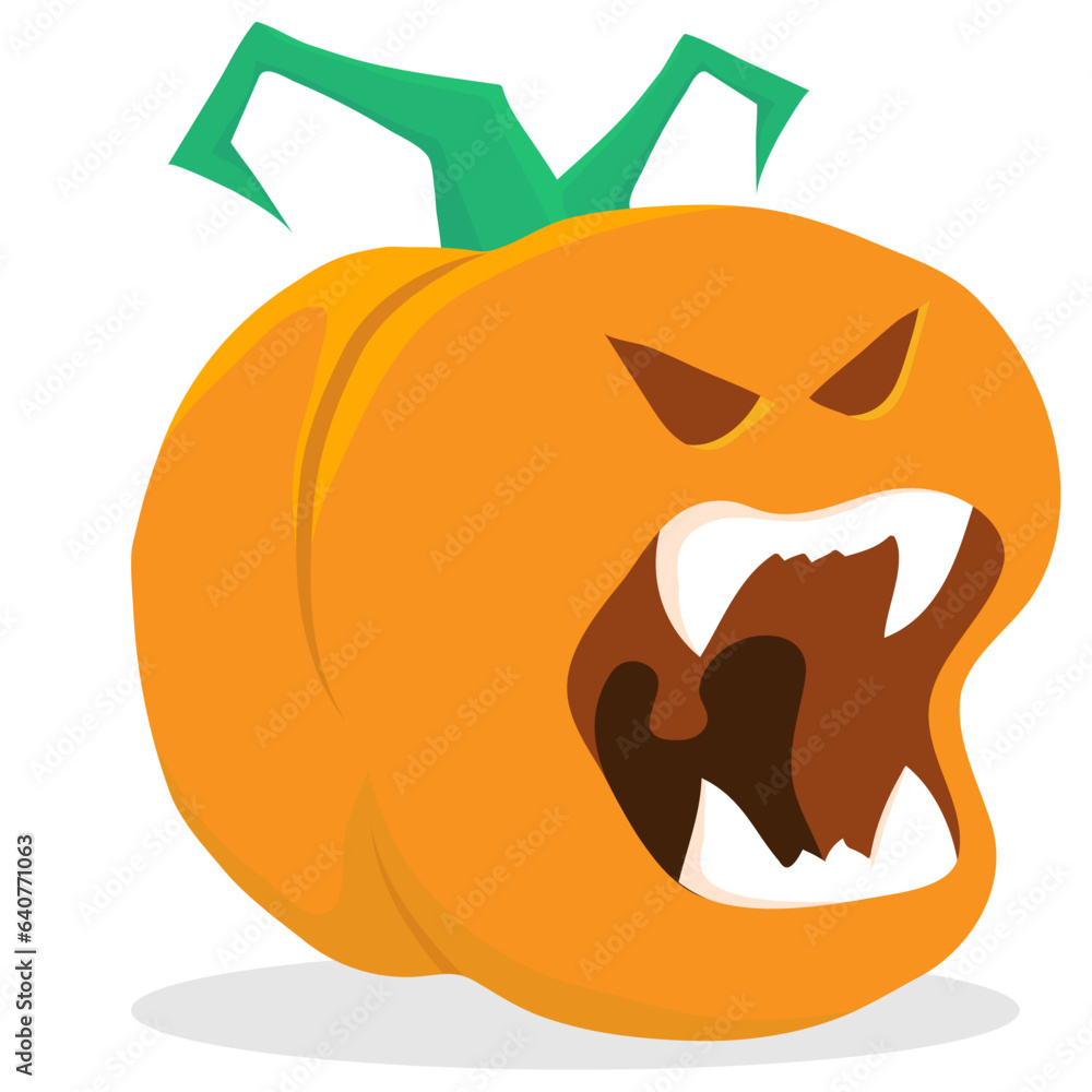 Vecteur Stock Orange pumpkin with open mouth like a snarling beast ...