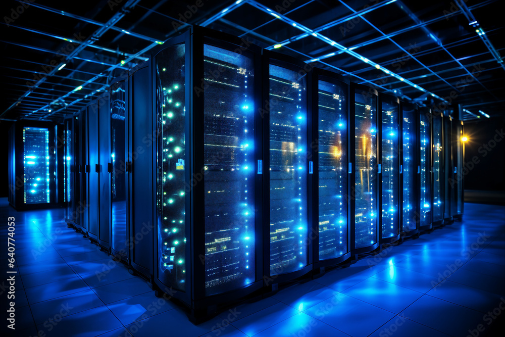 Generative ai collage image picture photo of data center interior with ...