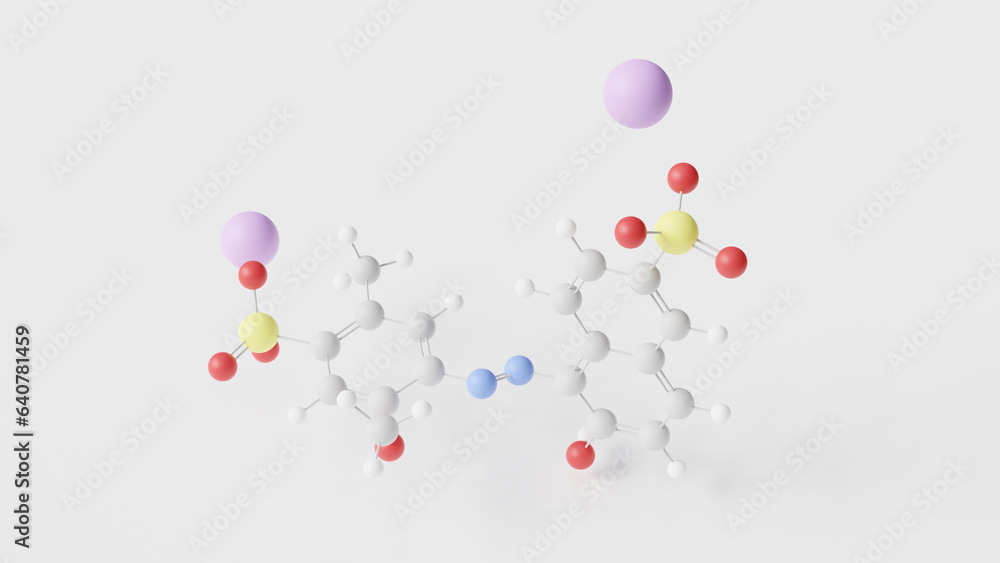 allura red ac molecule 3d, molecular structure, ball and stick model ...