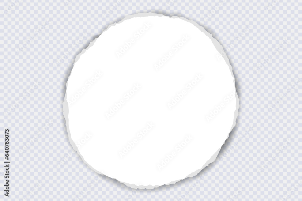 White round ripped paper with torn adges and soft shadow. Design ...