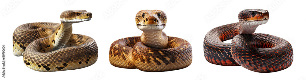 Set of three snakes in different colour and angle, Hyper Realistic ...