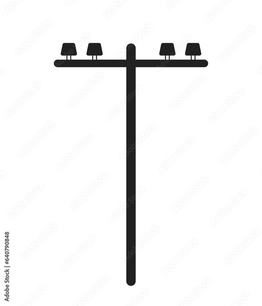 Vetor de Single utility pole monochrome flat vector object. Providing ...