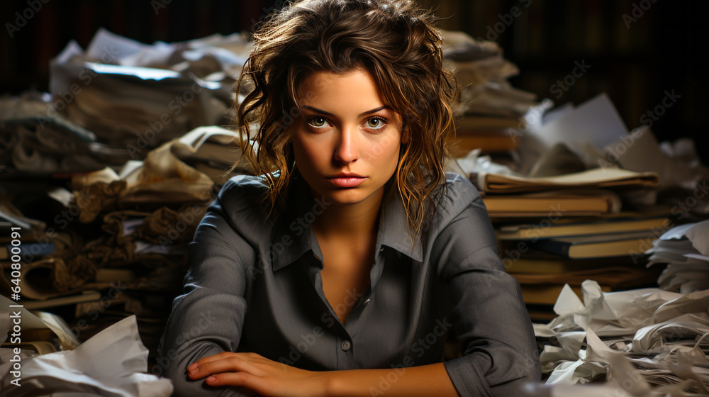 Overwhelmed female entrepreneur struggling with financial problems ...