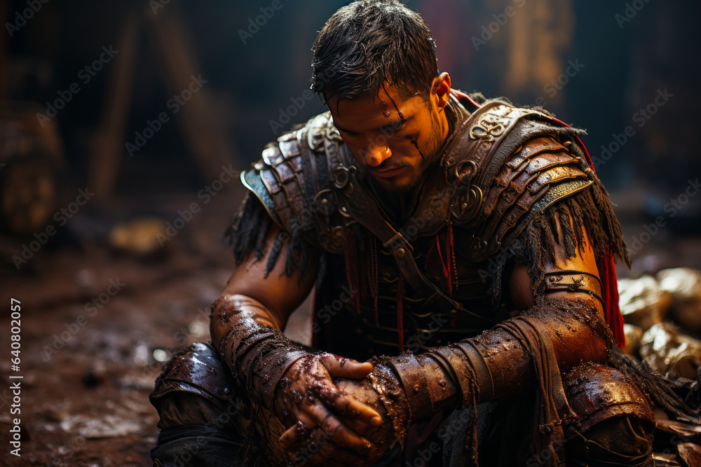 Dramatic moment of an injured gladiator pleading for mercy from crowd ...