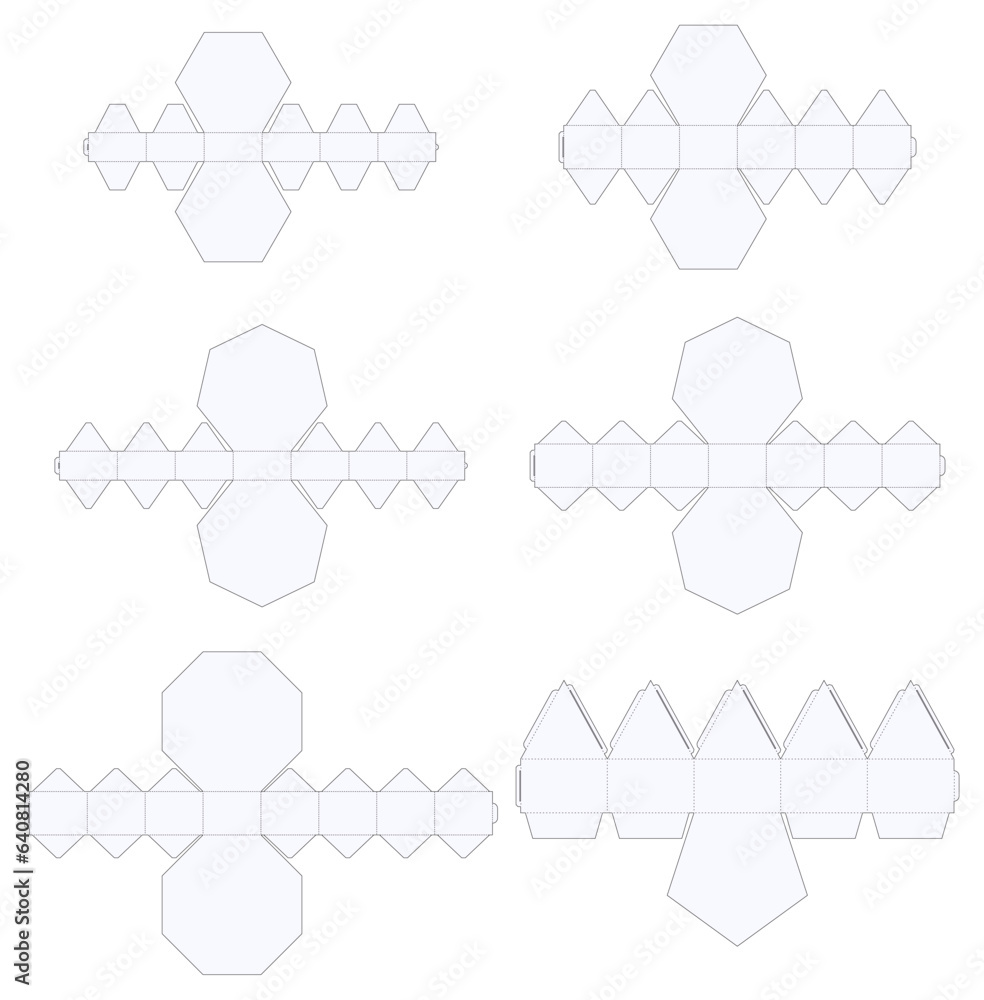 Editable Collection Foldable Box Die Cut Cube Template Blueprint Layout With Cutting And Scoring