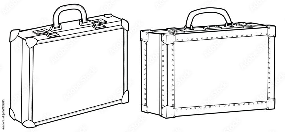 Vecteur Stock Set of business Briefcase bag flat sketch fashion ...
