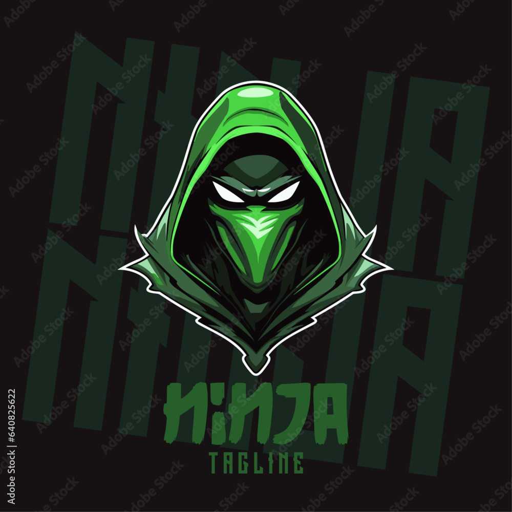 Green Ninja Assassin Illustrated: Logo, Mascot, Illustration, Vector ...