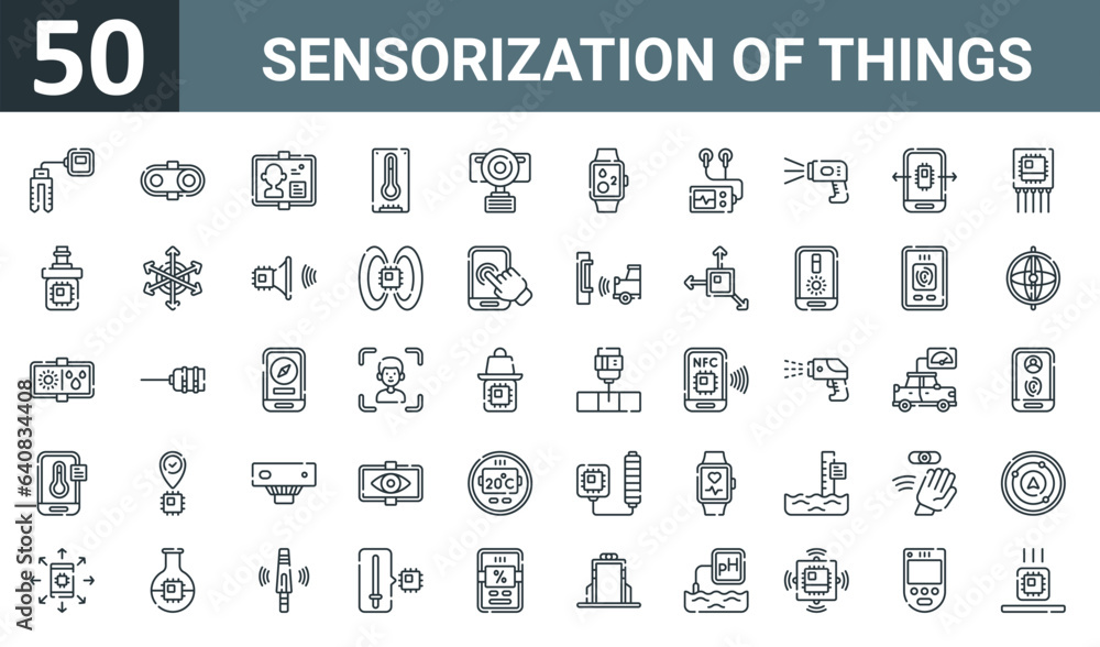 set of 50 outline web sensorization of things icons such as moisture ...
