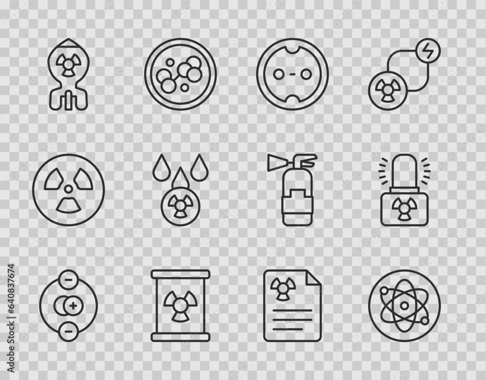 Set line Atom, Electrical outlet, Radioactive waste in barrel, Nuclear ...