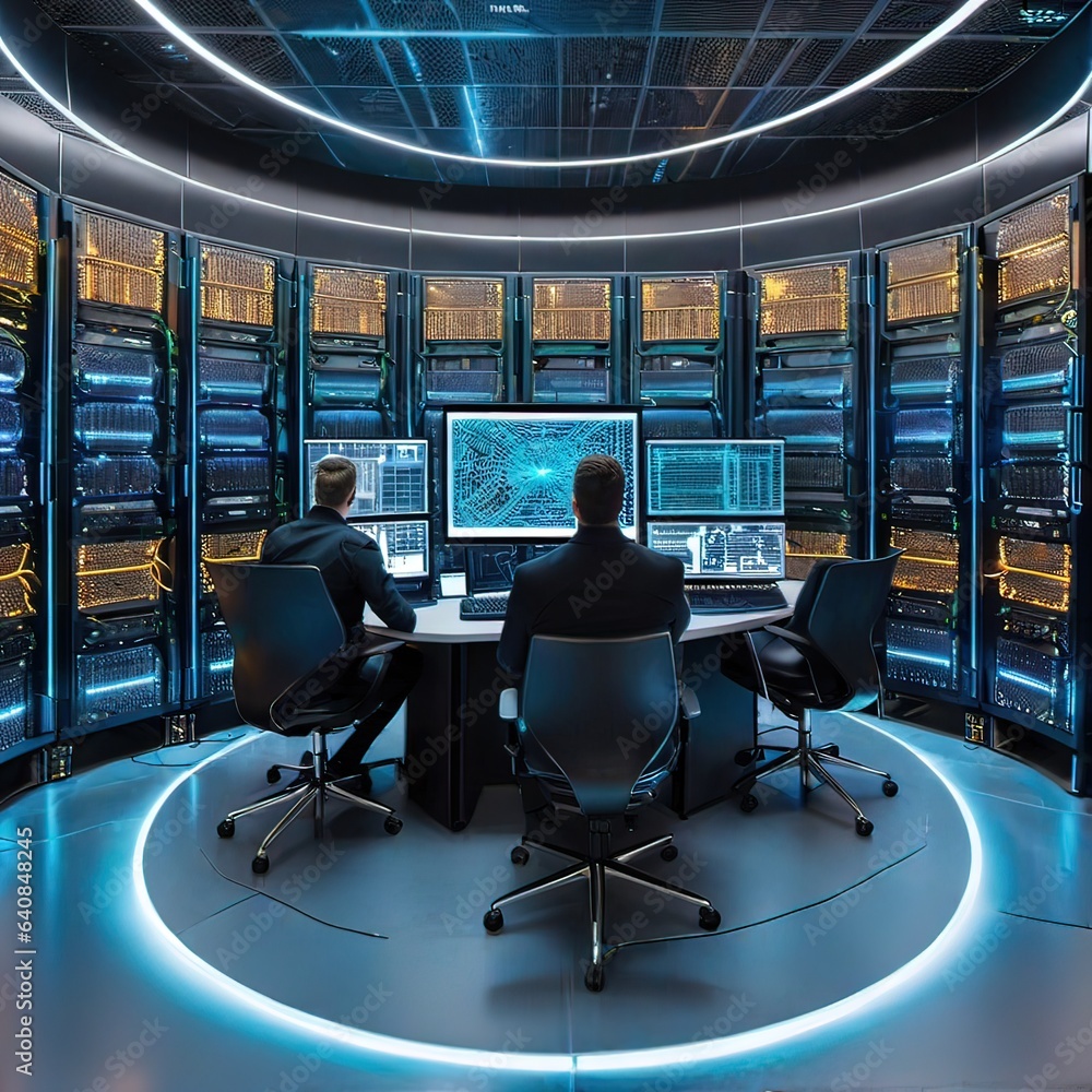 Cutting-edge Vision: Tech Guru in Futuristic Data Center Utilizing ...