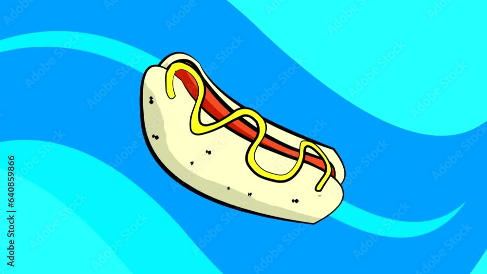 Hot dog animated in cartoon style, 2d animation. Stock Video | Adobe Stock