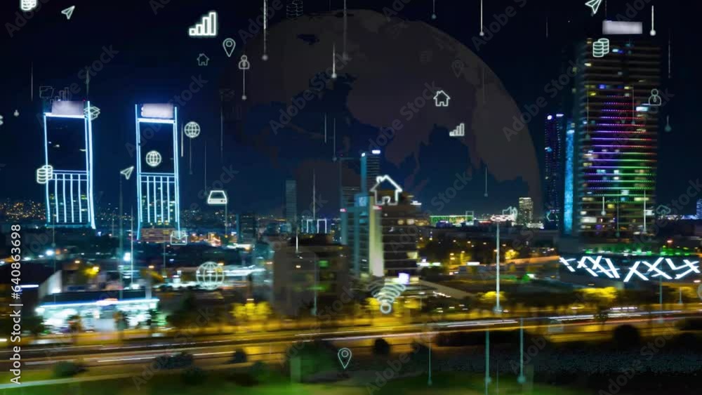 Smart city IOT internet of thing ICT digital technology futuristic ...