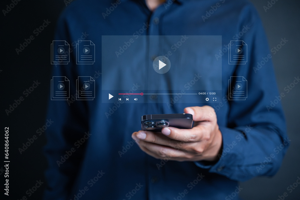 video social media. online tutorial course player window virtual screen ...