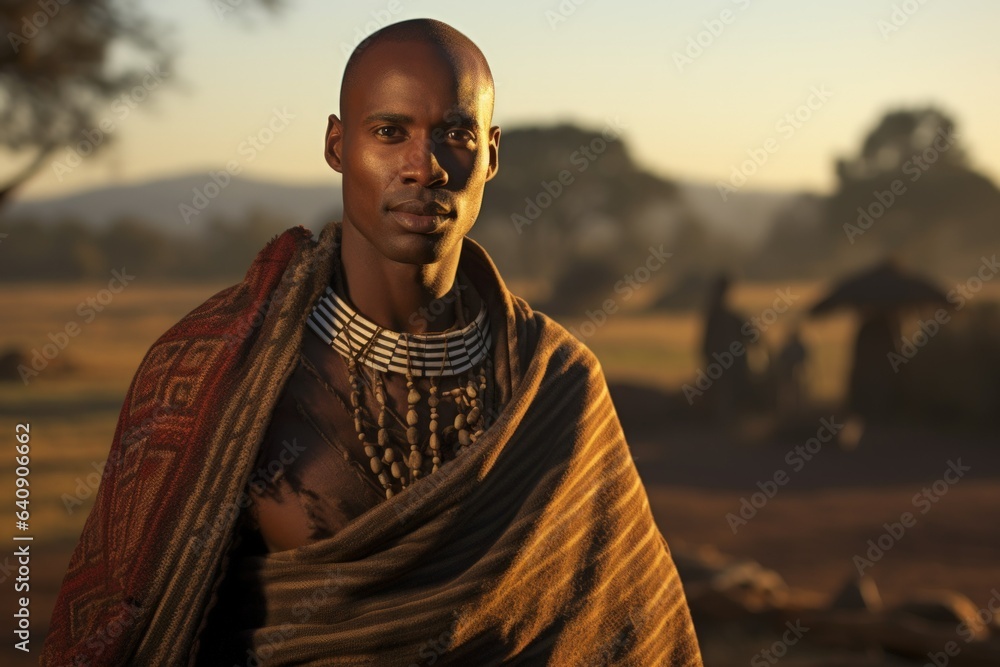 Portrait of a Fictional Traditional Black Sub-Saharan African Man in ...