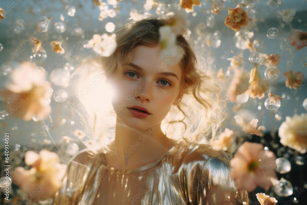 portrait of a woman/model/book character surrounded by magical ethereal ...